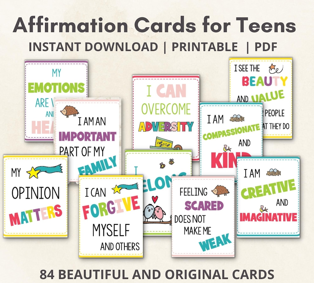 Affirmation Cards for Teens | 84 Positive Daily Affirmations for ...