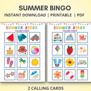 Summer Printable Bingo, Unique Bingo Cards, Kids' Summer Camp Activity ...