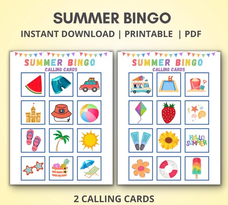 Summer Printable Bingo, Unique Bingo Cards, Kids' Summer Camp Activity ...