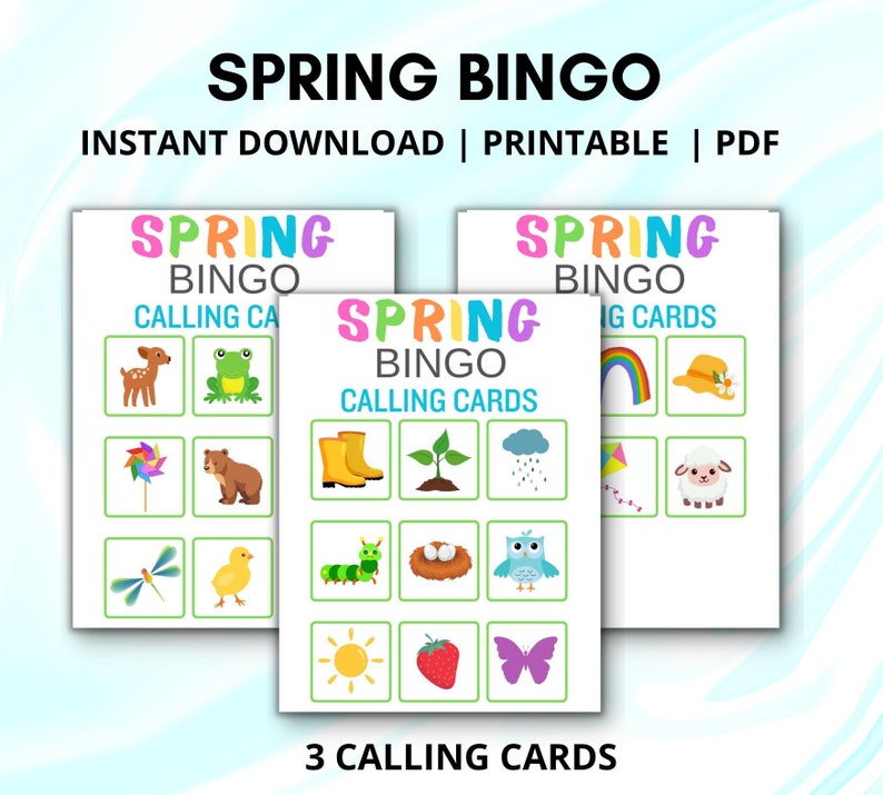 25 Spring Bingo Cards Game, Spring Bingo Boards Activity for Kids ...