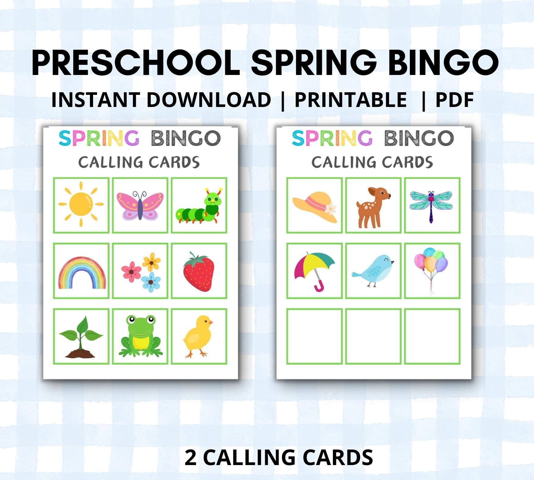 Spring Bingo Printable, 20 Unique Spring Bingo Cards, Kids' Spring ...