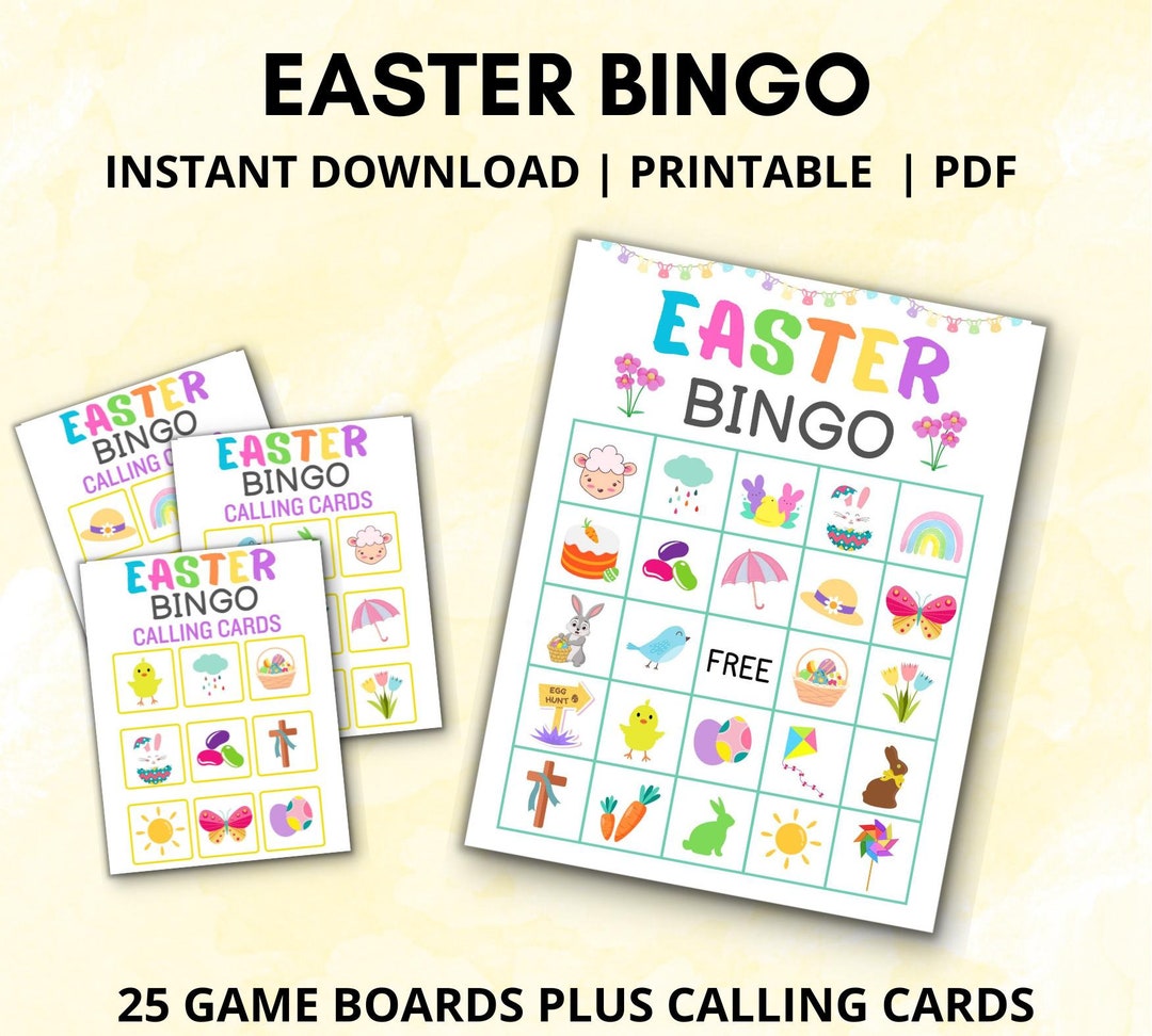 25 Easter Bingo Cards Game, Easter Bingo Boards Activity for Kids ...