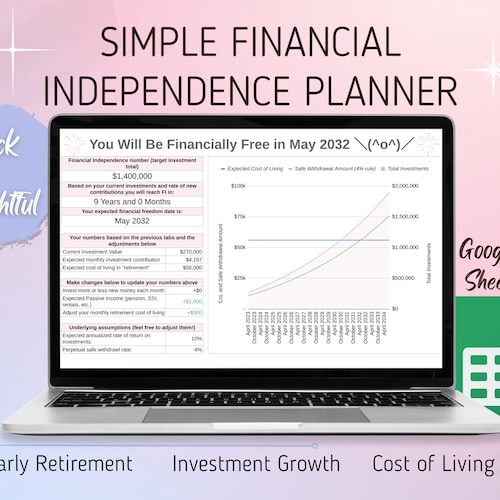 Financial Independence Tracker Google Sheets - Etsy