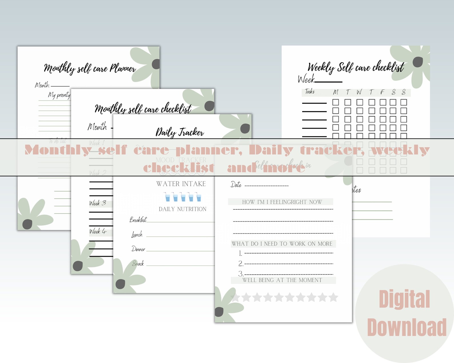 Printable Self Care Planner, Daily Planner for Mental Health and ...