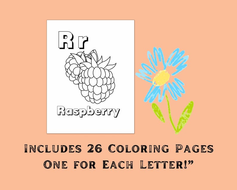 Fruits & Veggies Alphabet Coloring Pages: Preschool Learning (PDF ...