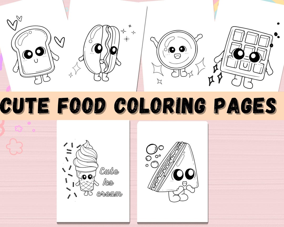 Kawaii Food Coloring Pages for All Ages. Cute Printable Coloring Pages ...