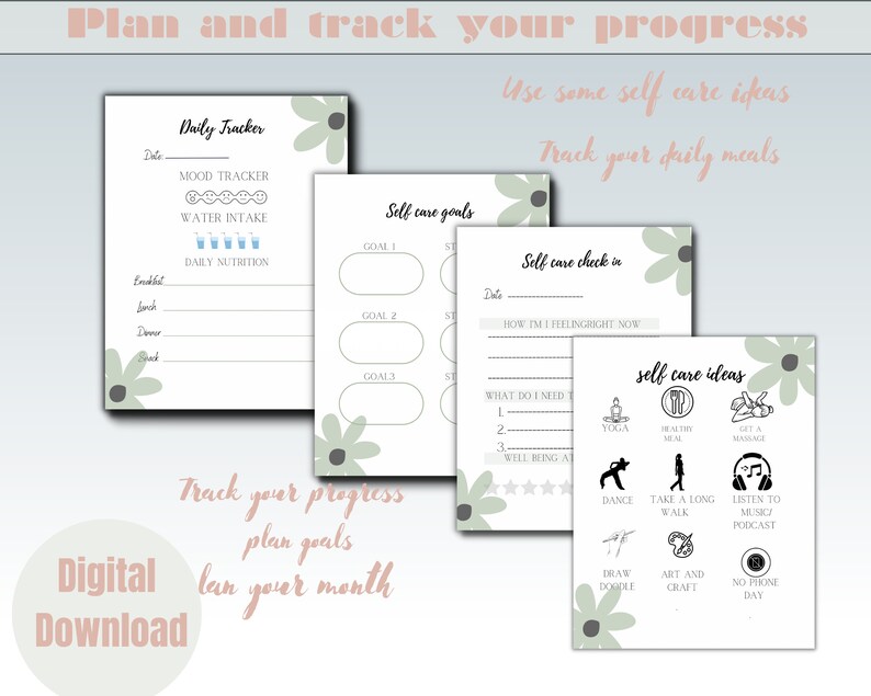 Printable Self Care Planner Daily Planner for Mental Health - Etsy
