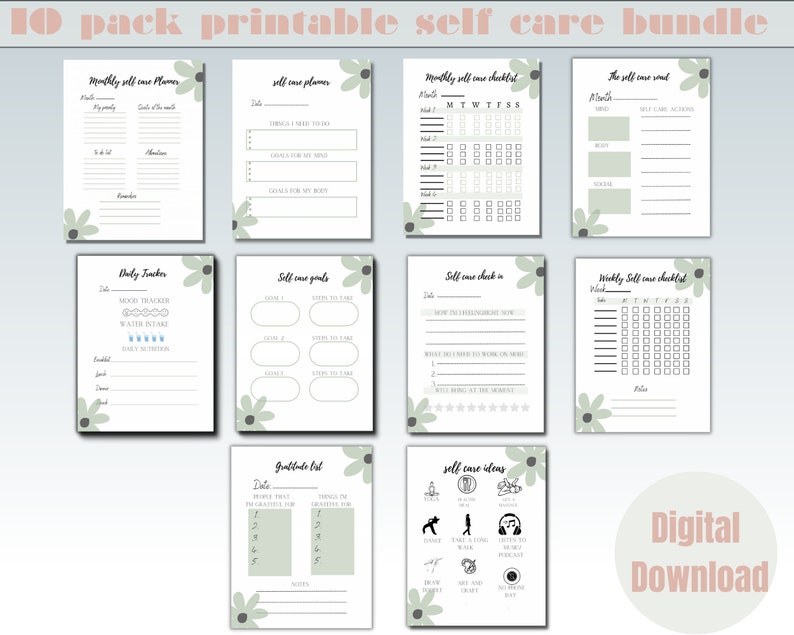 Printable Self Care Planner Daily Planner for Mental Health - Etsy
