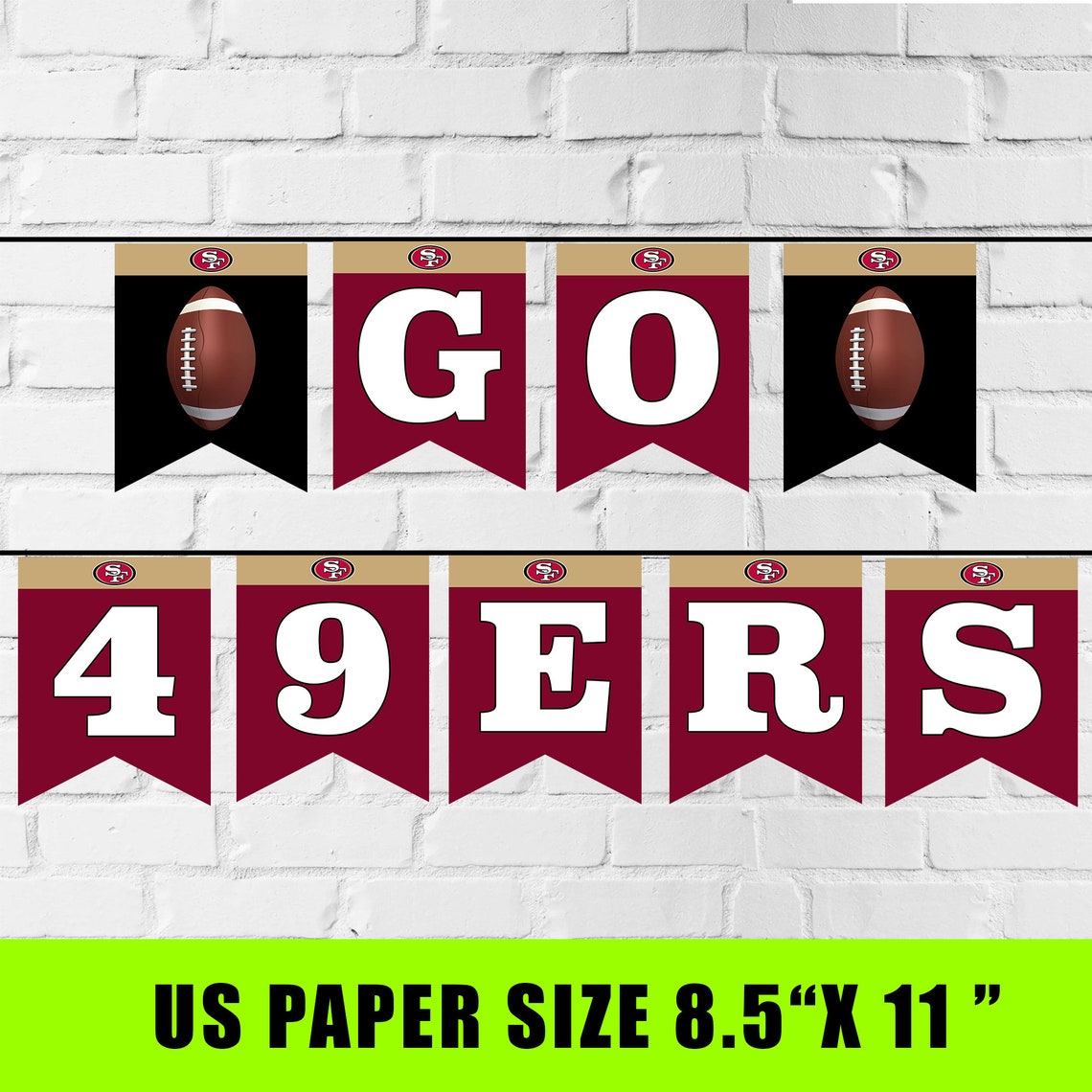 Printable 49ers Football Party Banner - DIY Banner Kit SUPER Bowl ...