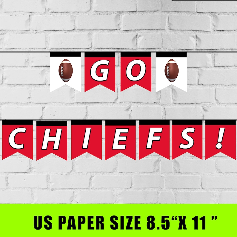Printable Chiefs Football Party Banner - DIY Banner Kit Kansas City - Etsy