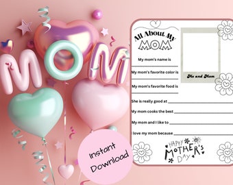 All About Mom, Mothers Day Gift, All About My Mom Printable, Mothers ...