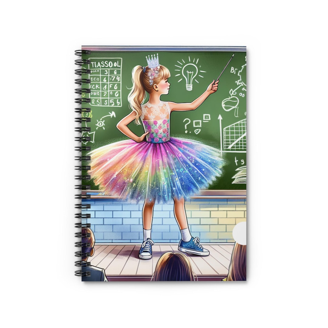 Colorful Kids Classroom Spiral Notebook, Cute Girl in Tutu, Perfect for ...