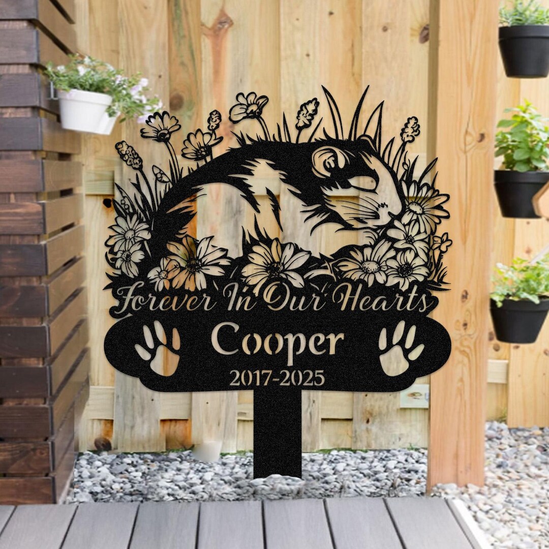 Personalized Hamster Memorial Garden Stake With Flowers, Pet Loss Grave ...