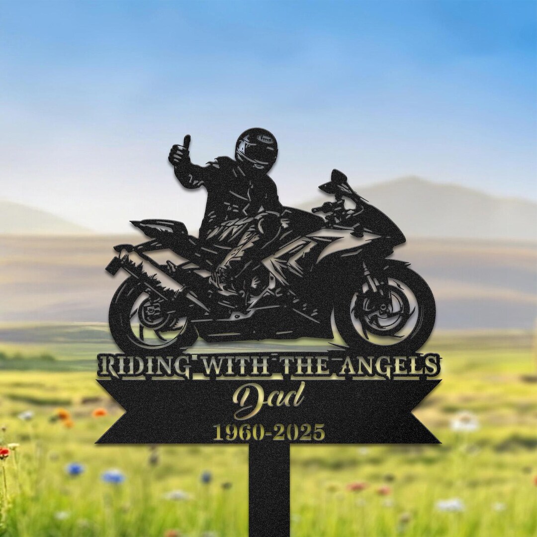 Personalized Motorcycle Memorial Stake, Custom Sport Bike Grave Marker ...