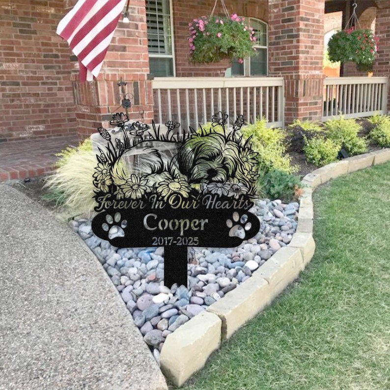 Personalized Sleeping Havanese Dog Grave Marker With Flowers, Custom ...