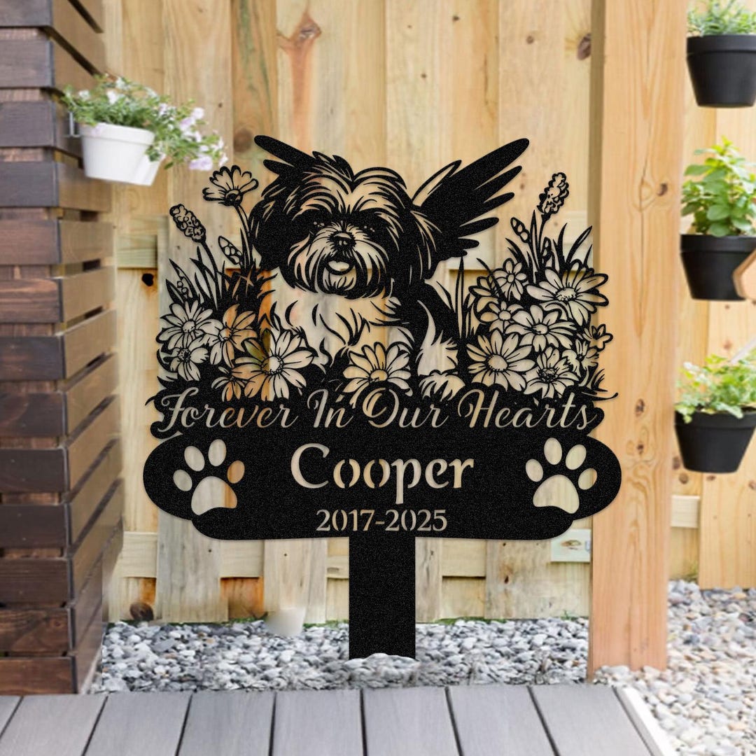 Custom Angel Shih Tzu Memorial Garden Stake, Personalized Dog Grave ...