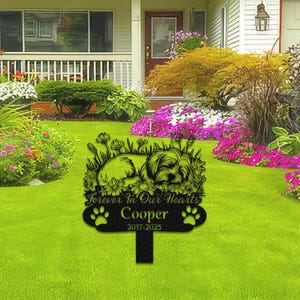 Personalized Sleeping Havanese Dog Grave Marker With Flowers, Custom ...