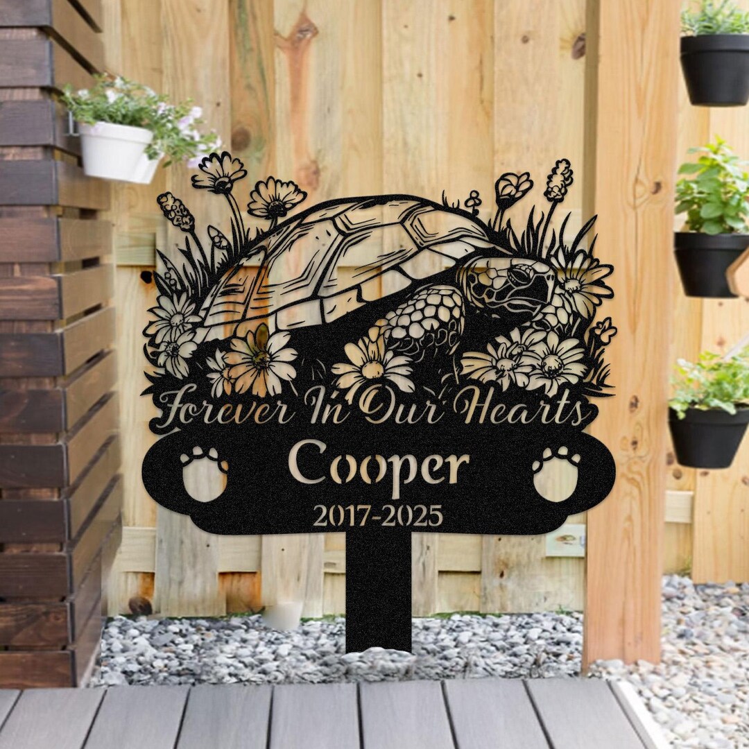 Personalized Turtle Memorial Garden Stake With Wildflowers, Pet ...