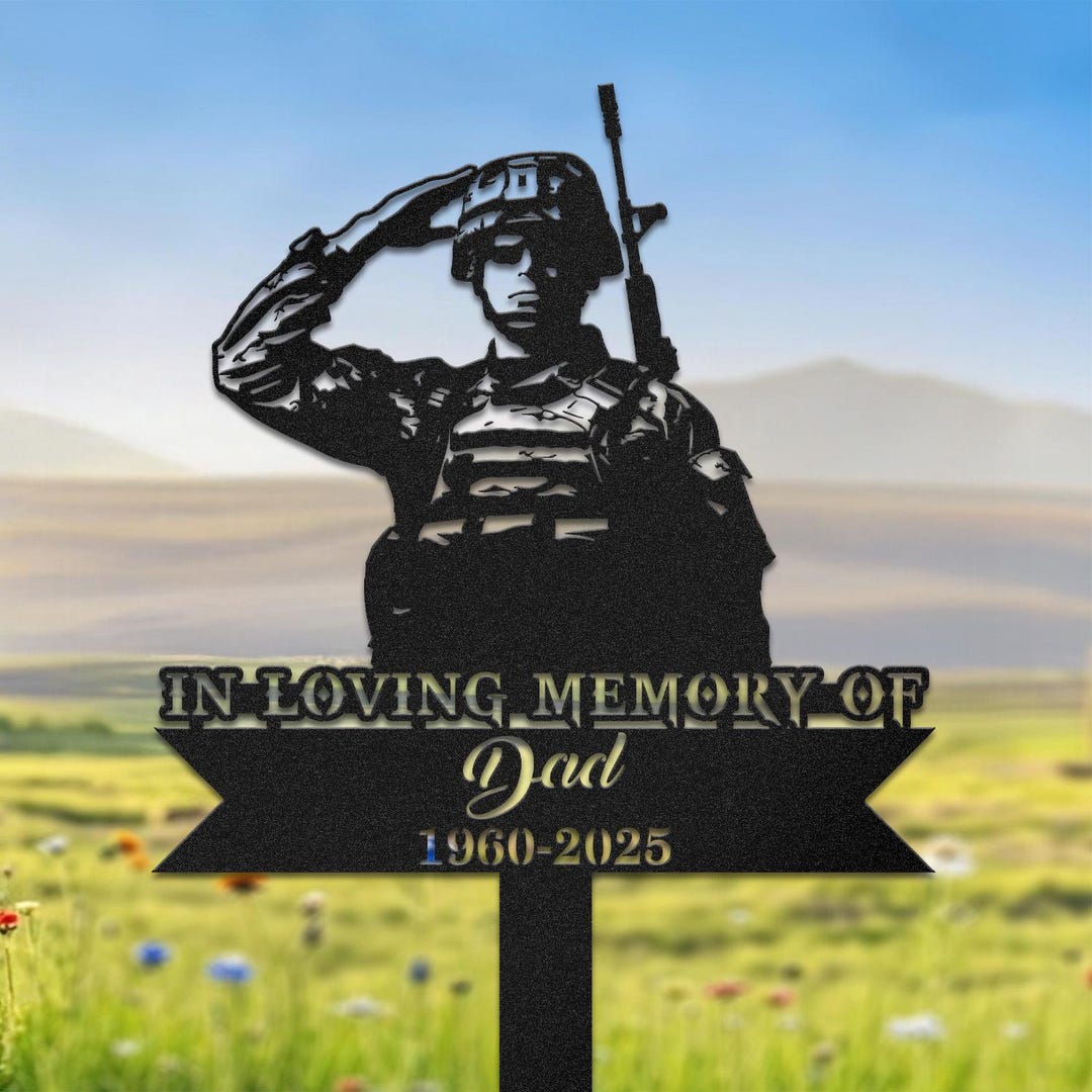 Personalized Saluting Soldier Memorial Stake, in Loving Memory Grave ...
