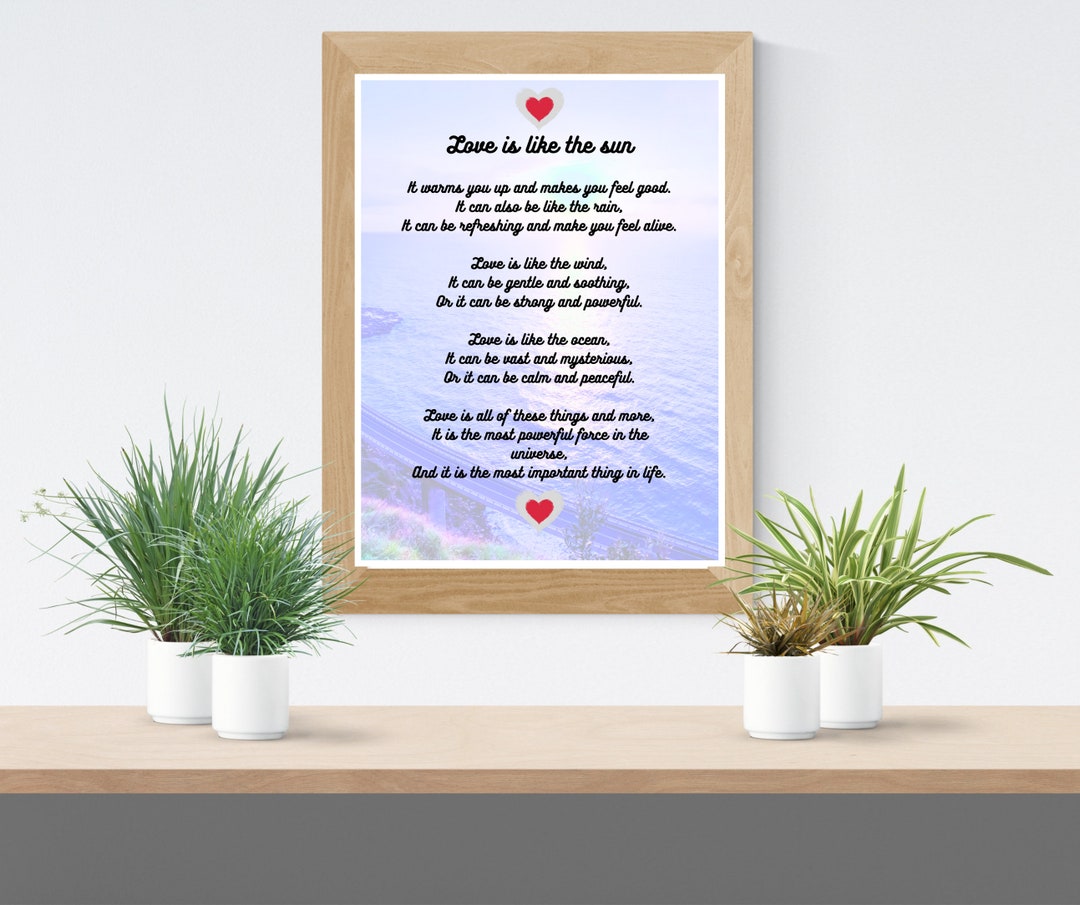 Printable Poetry Art "love is Like the Sun" A Perfect Poem Gift for ...
