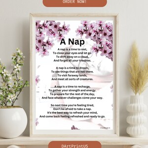 Printable Poetry - A Nap Poem Wall Art for Relaxation and Restful Sleep ...