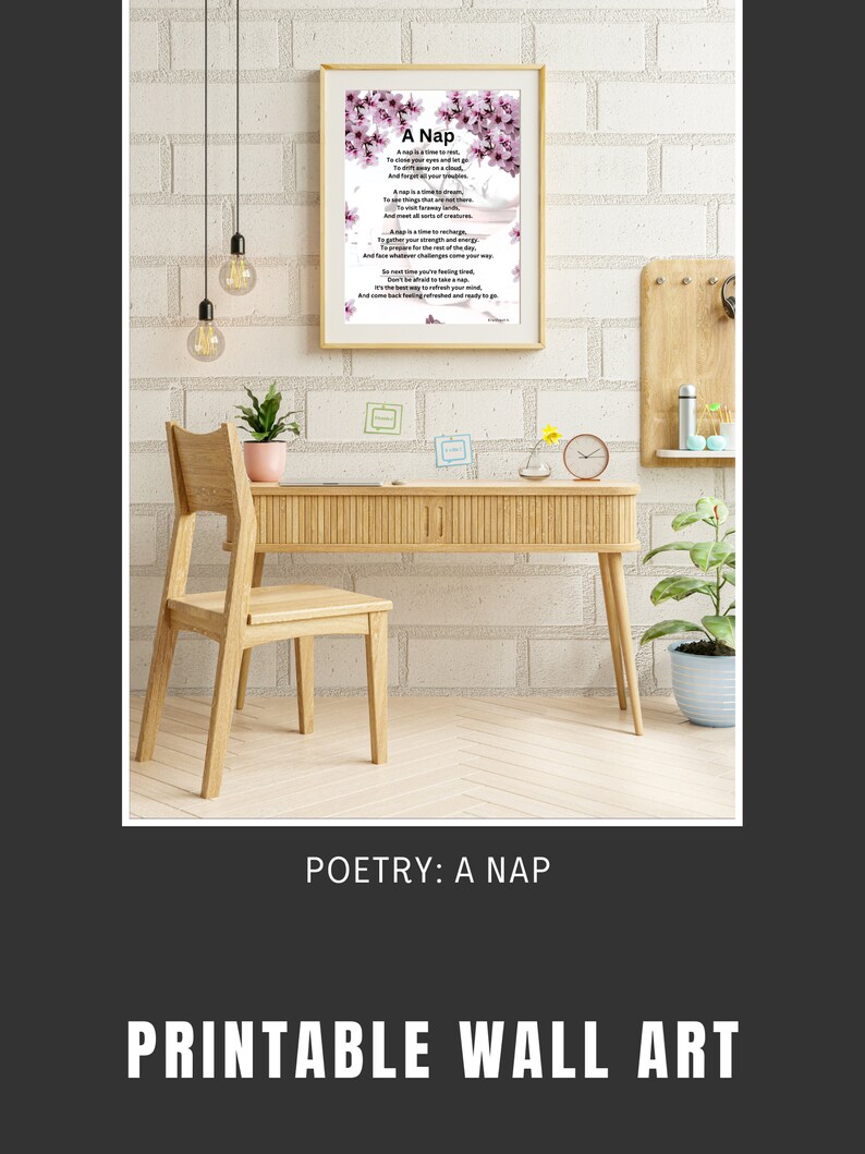 Printable Poetry - A Nap Poem Wall Art for Relaxation and Restful Sleep ...