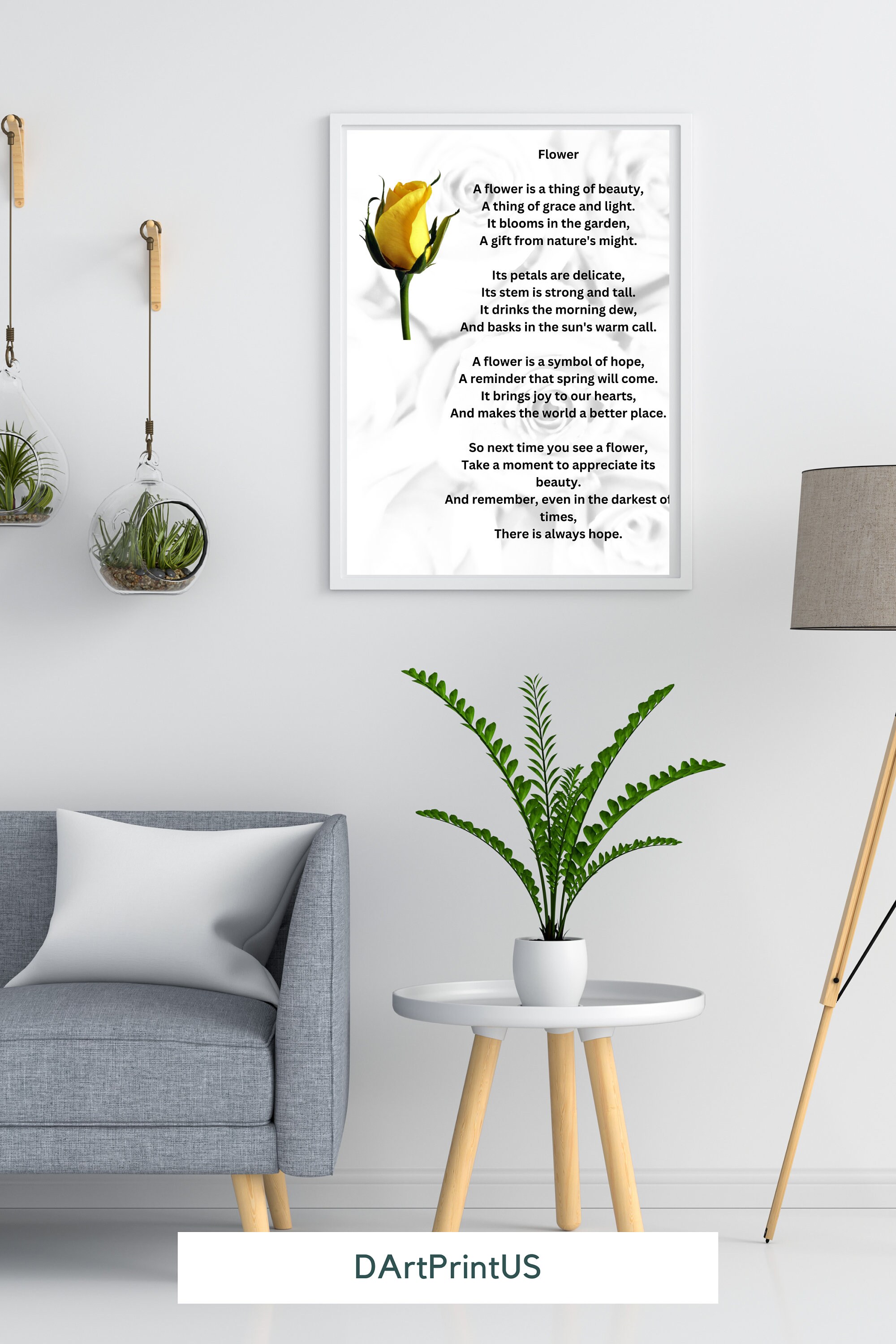 Printable Poetry Wall Art Print, A Flower Poem Print Digital, 3 Sizes 8 ...