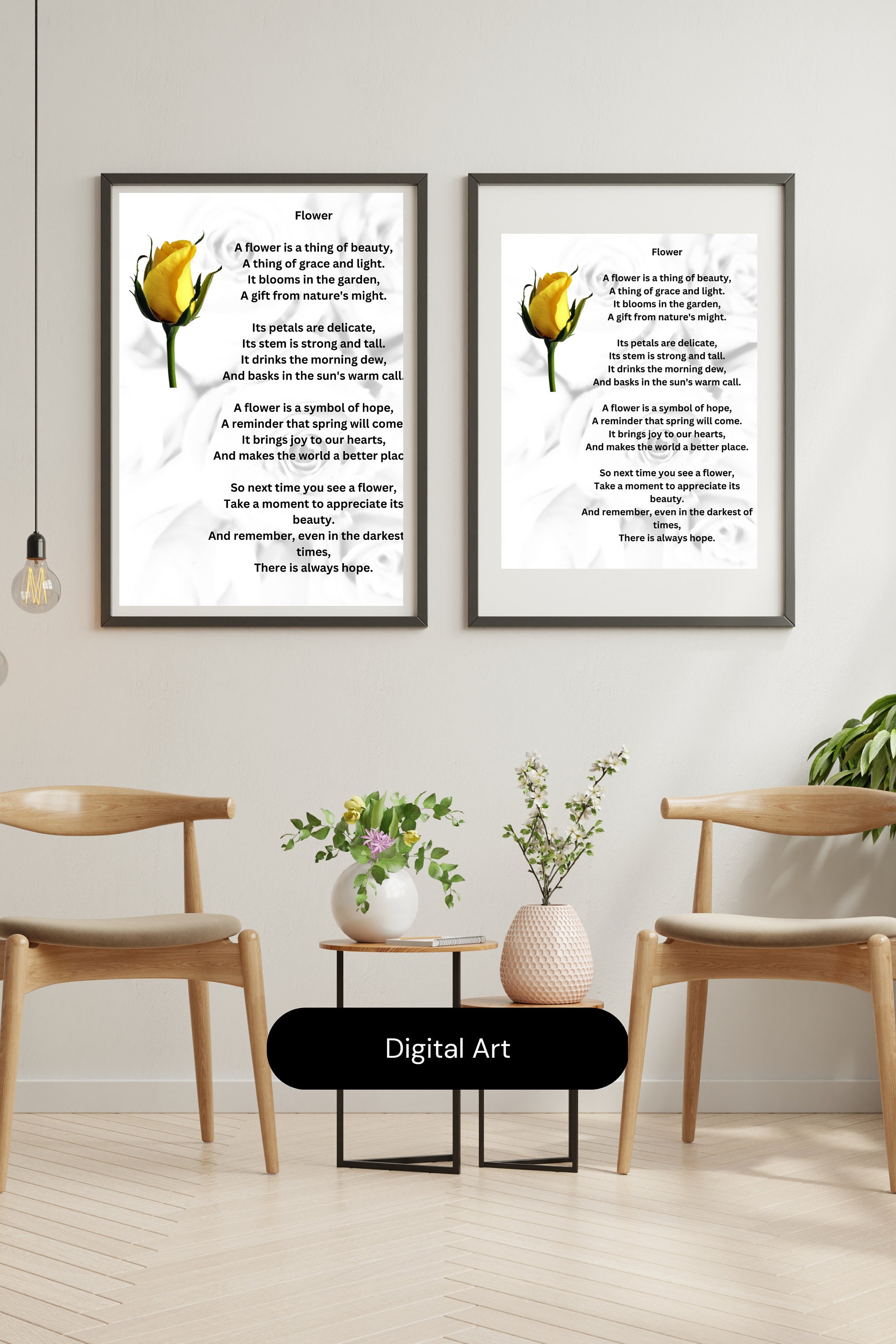 Printable Poetry Wall Art Print, A Flower Poem Print Digital, 3 Sizes 8 ...