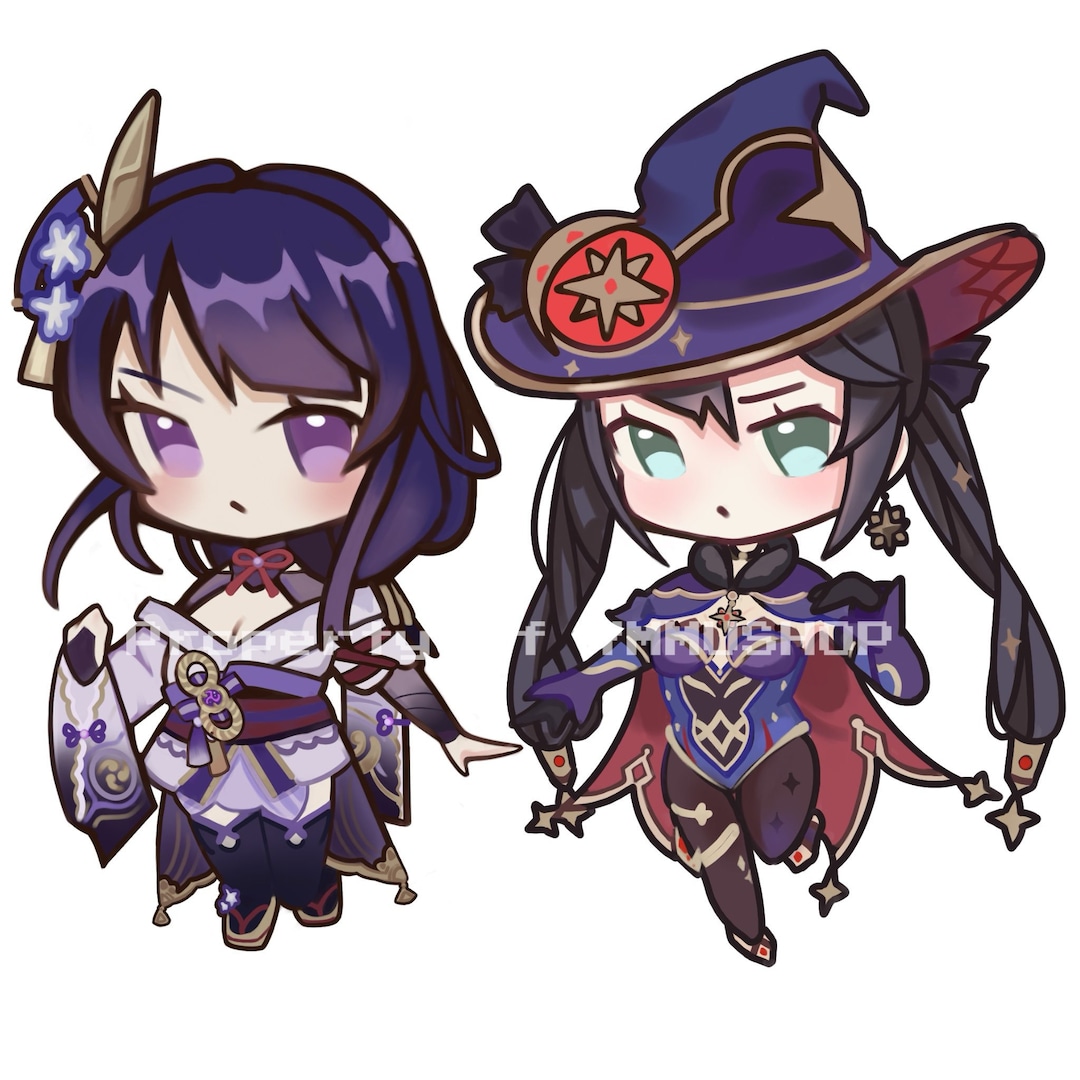 Genshin Impact Mona Raiden Chibi Die Cut Vinyl Sticker Decal - Etsy