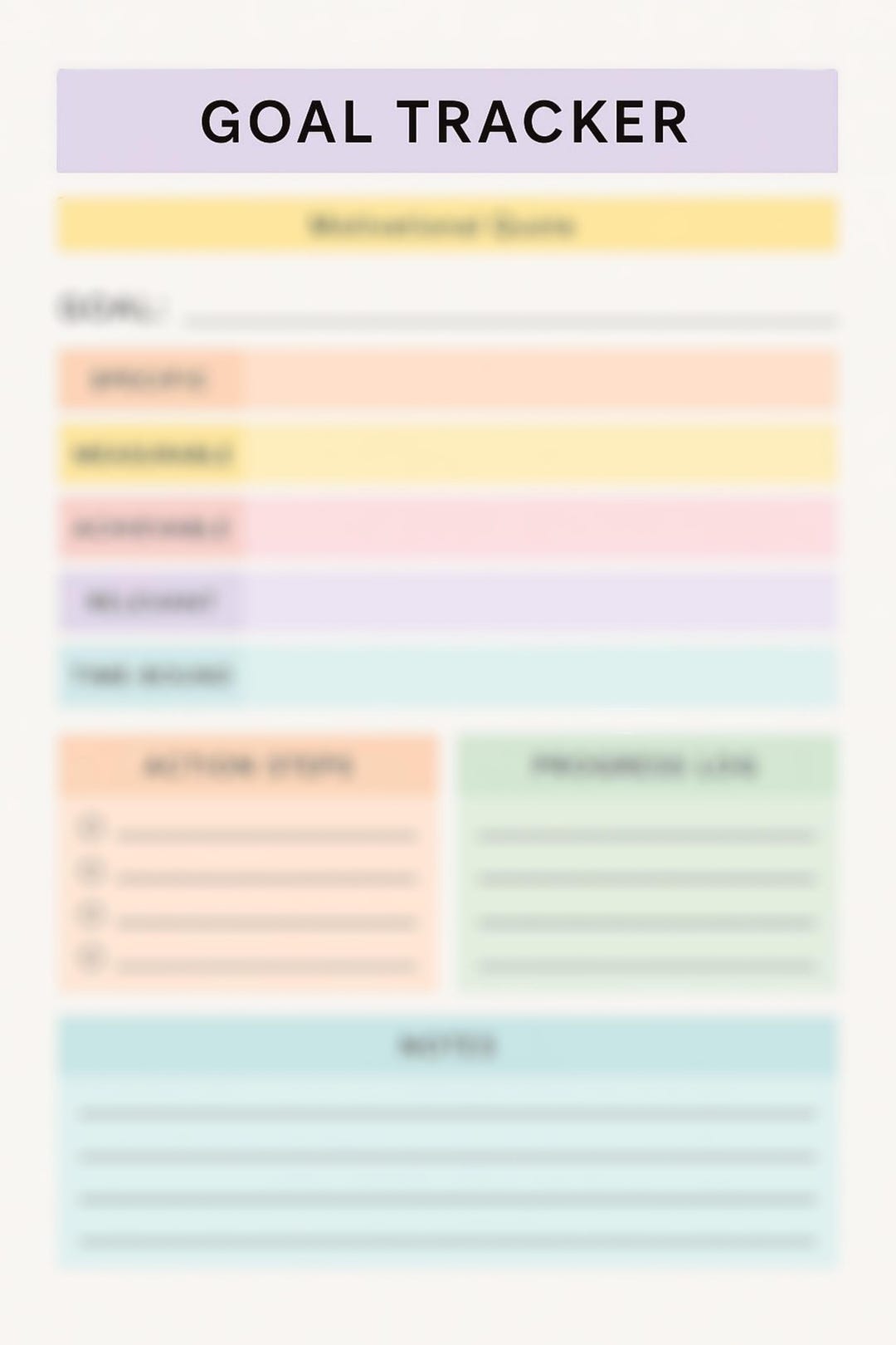 Goal Tracker Printable | Pastel Minimalist PDF & Editable Canva ...