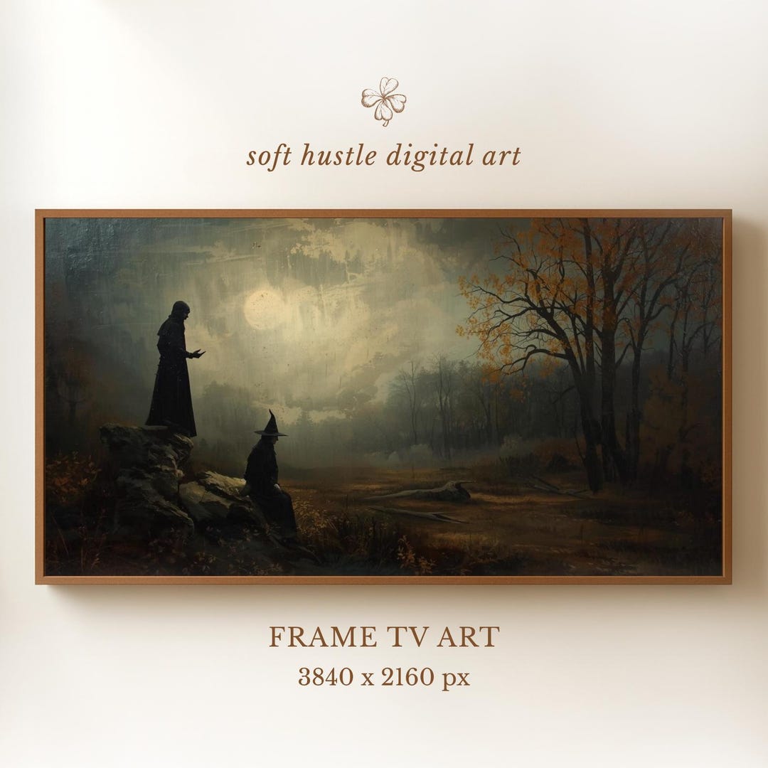 Halloween Witches at Dusk Frame TV Art, Autumn Landscape (digital ...