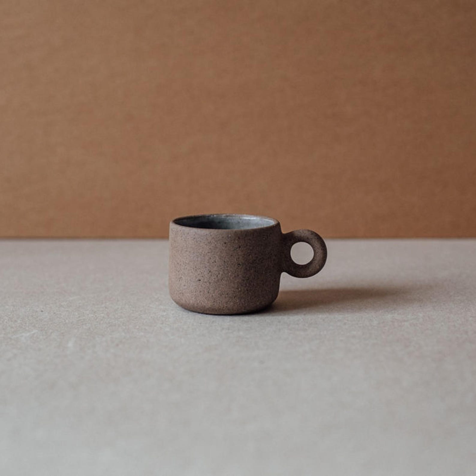 Terracotta Ring Cup – Japandi Ceramic Coffee Mug – Minimalist Rustic ...