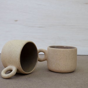 Handcrafted Ceramic Rustic Ring Cup, Ceramic Sand Mug, Tan Pottery Cup ...