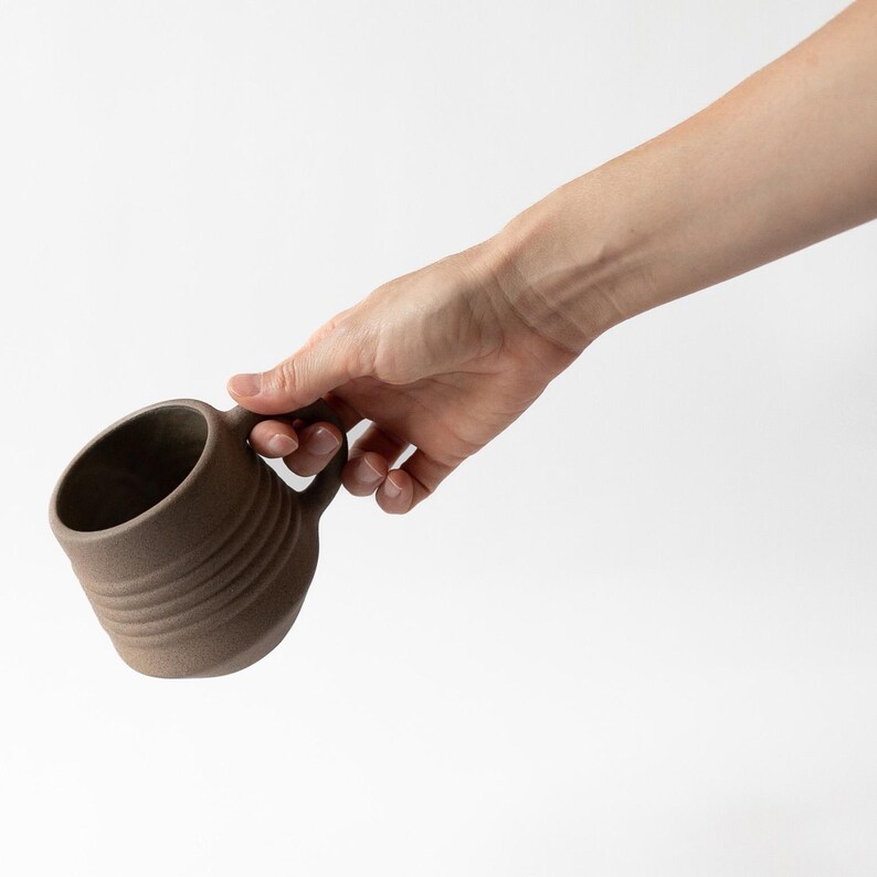 Hand-engraved Rustic Ring Cup, Ceramic Terracotta Mug, Wheel-thrown ...