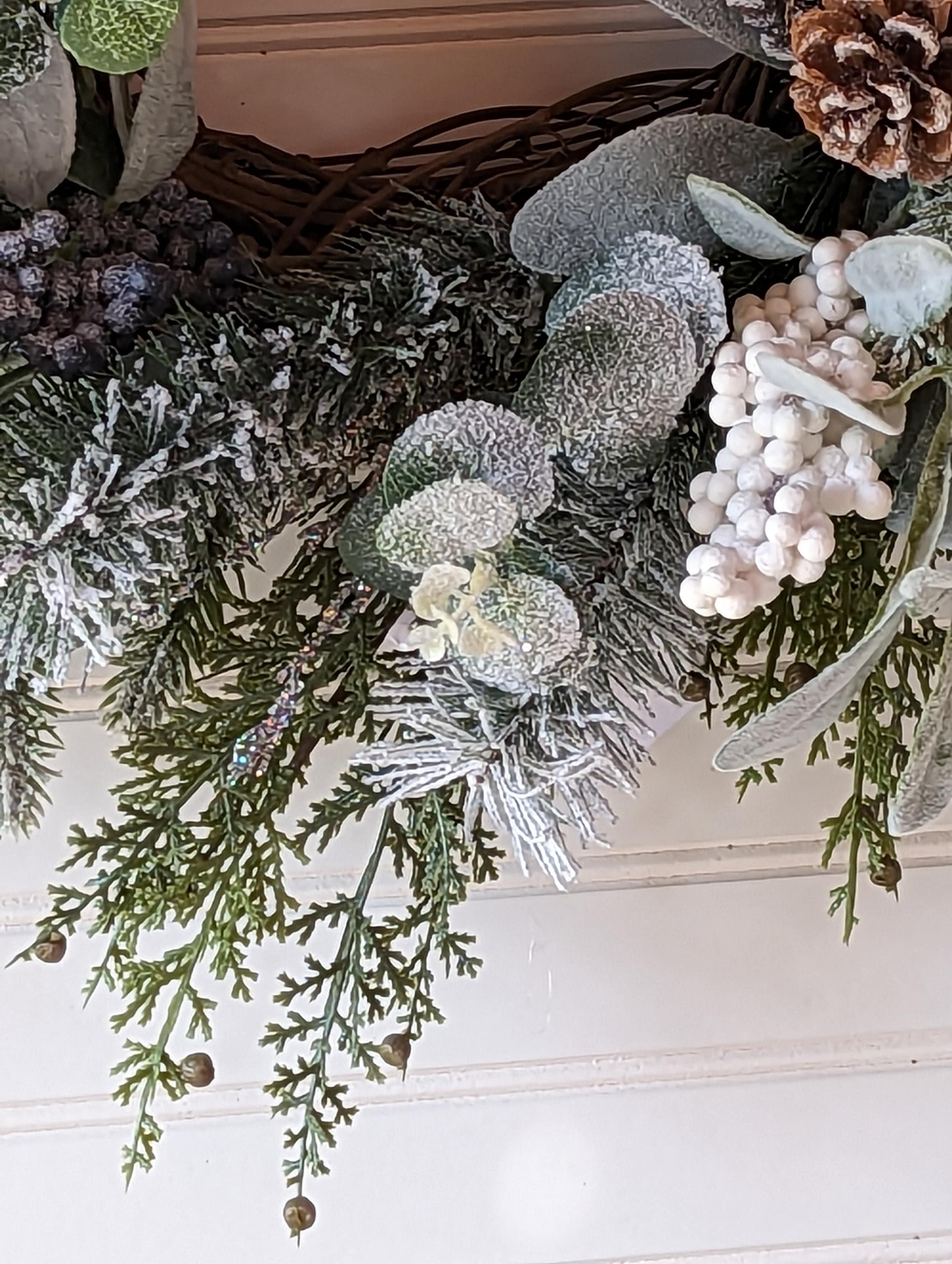 Winter Wreath With Snowy Pine Lambs Ear Juniper Pinecones - Etsy