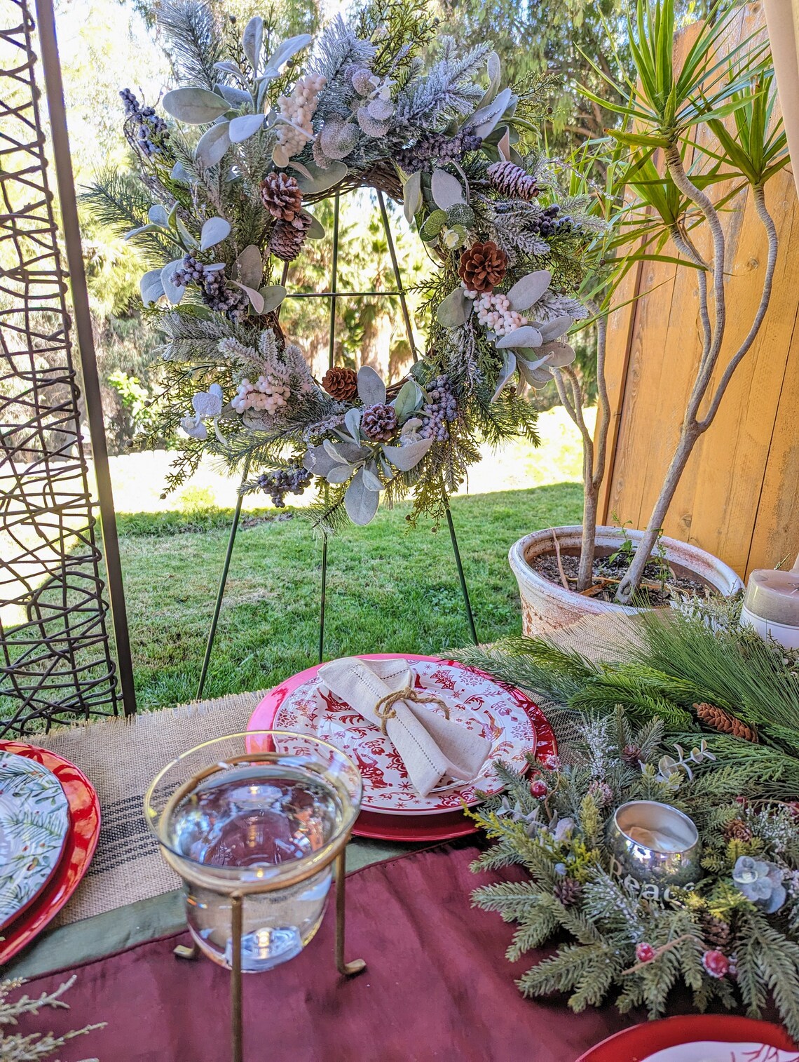 Winter Wreath With Snowy Pine Lambs Ear Juniper Pinecones - Etsy