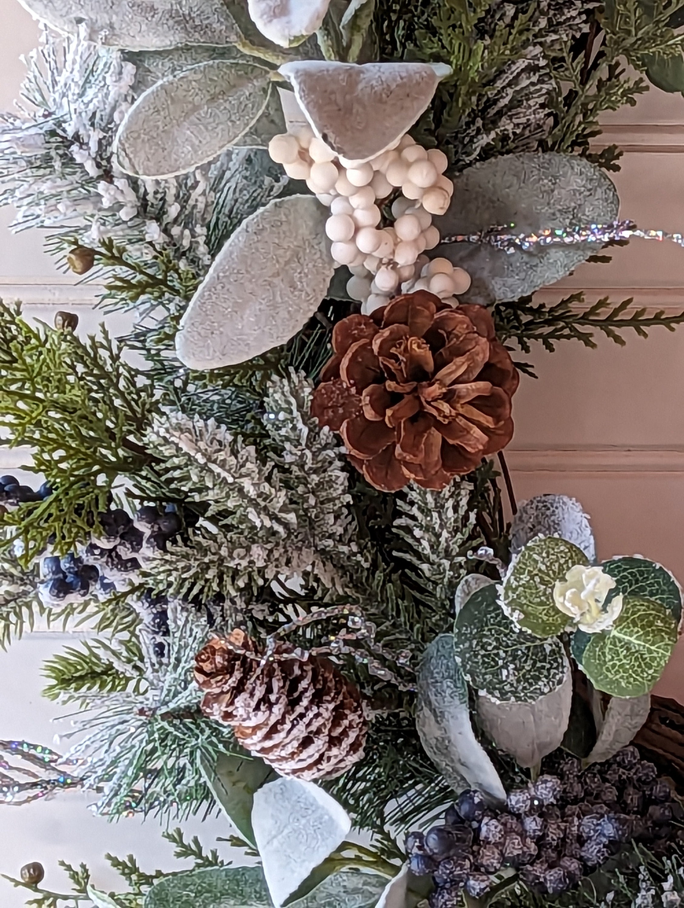 Winter Wreath With Snowy Pine Lambs Ear Juniper Pinecones - Etsy