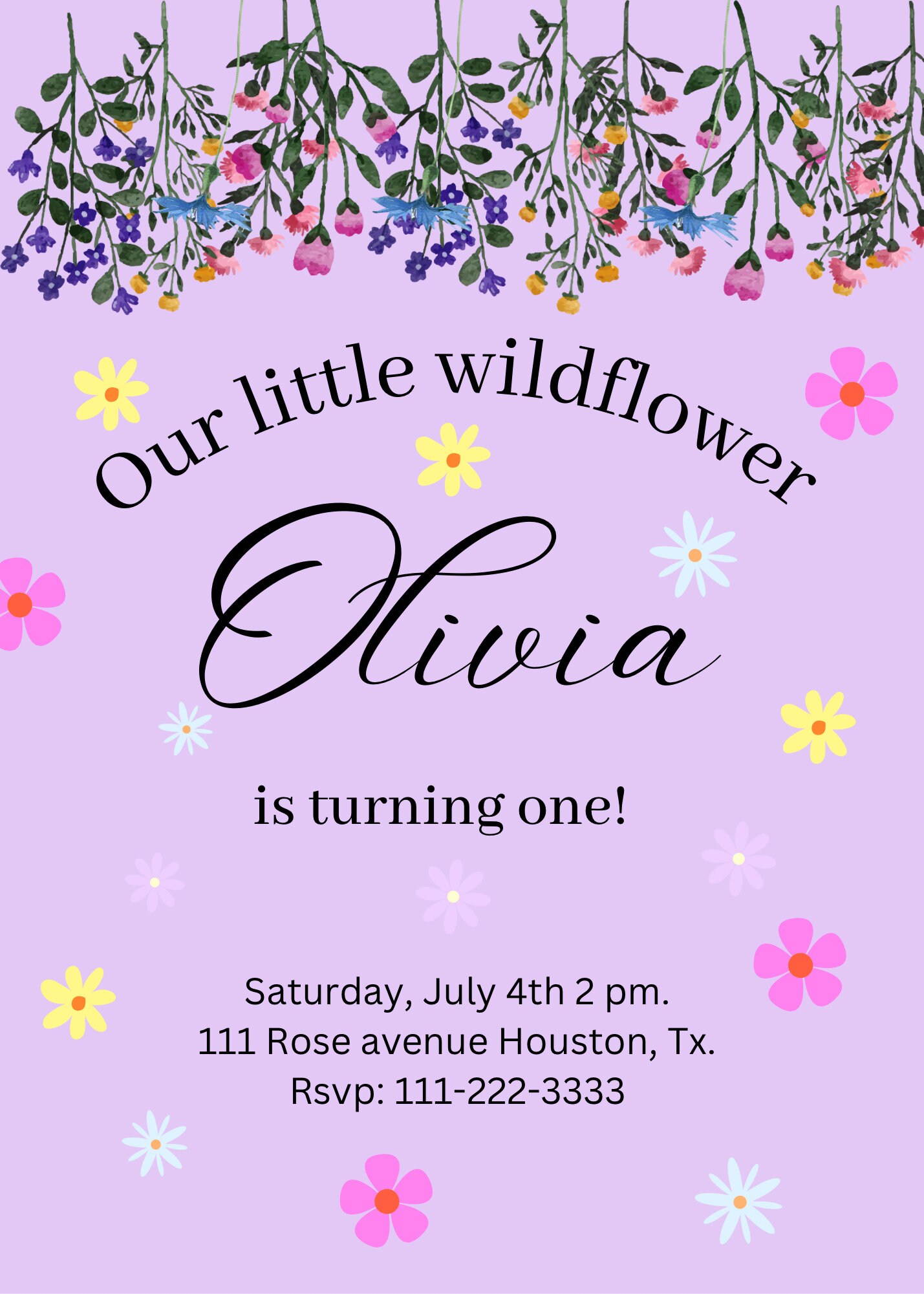 Wildflower Birthday Invitation - Etsy