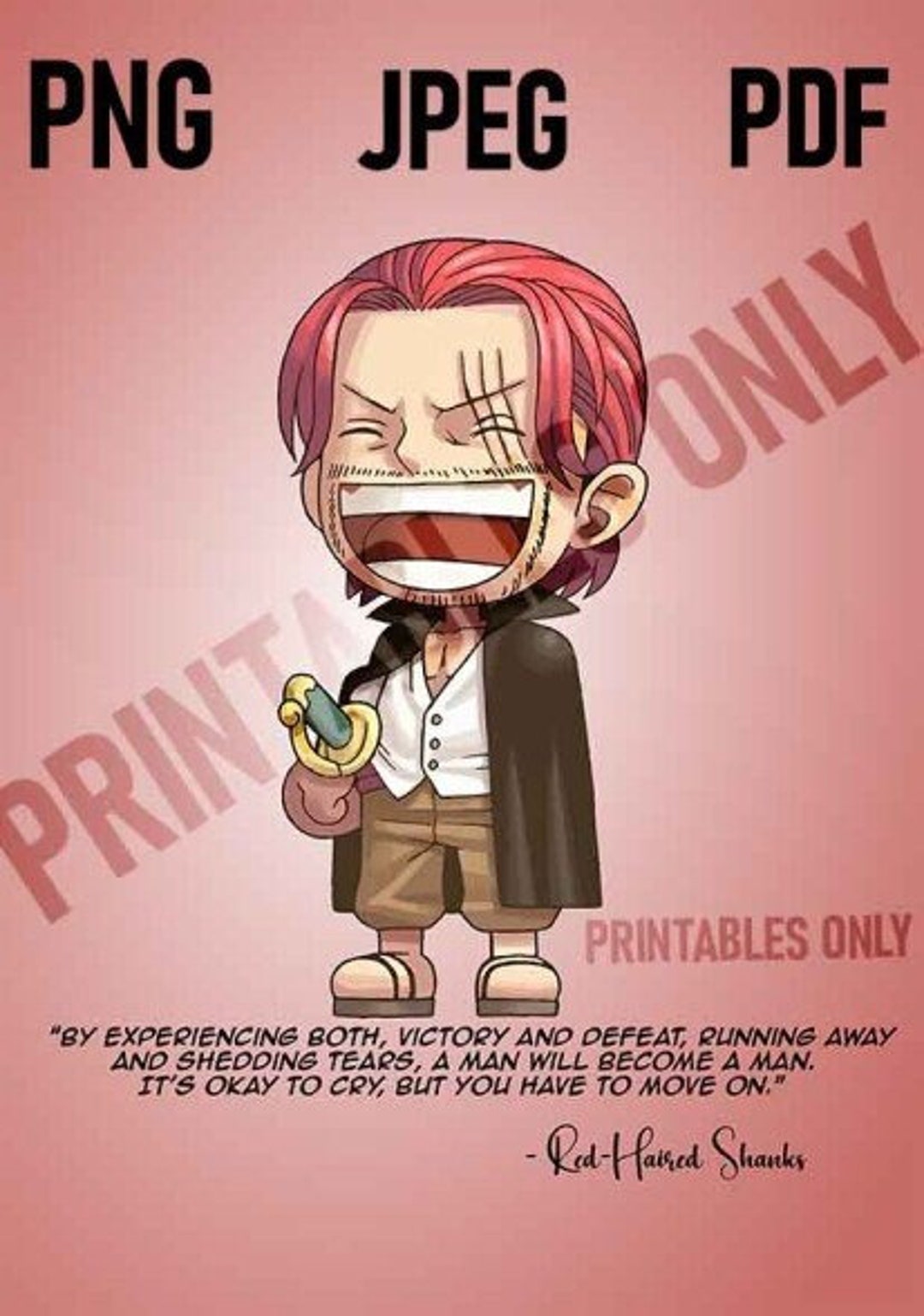 Shanks One Piece Chibi Kids Room Printable Otaku Edition - Etsy
