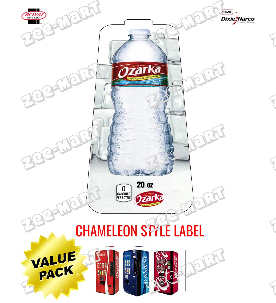 2) Royal Vendors Chameleon Style Labels - Ozarka Water - 16.9 Oz - Etsy