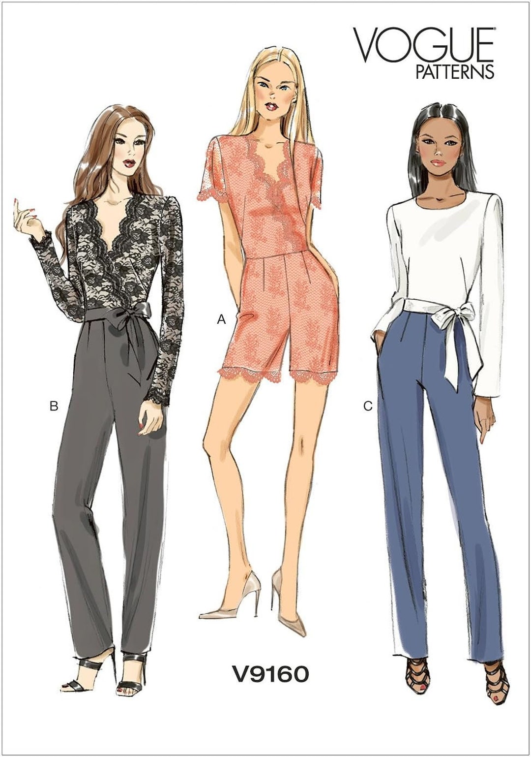 Vogue 9160 Misses' Jumpsuit & Belt (uncut Sewing Pattern) - Etsy