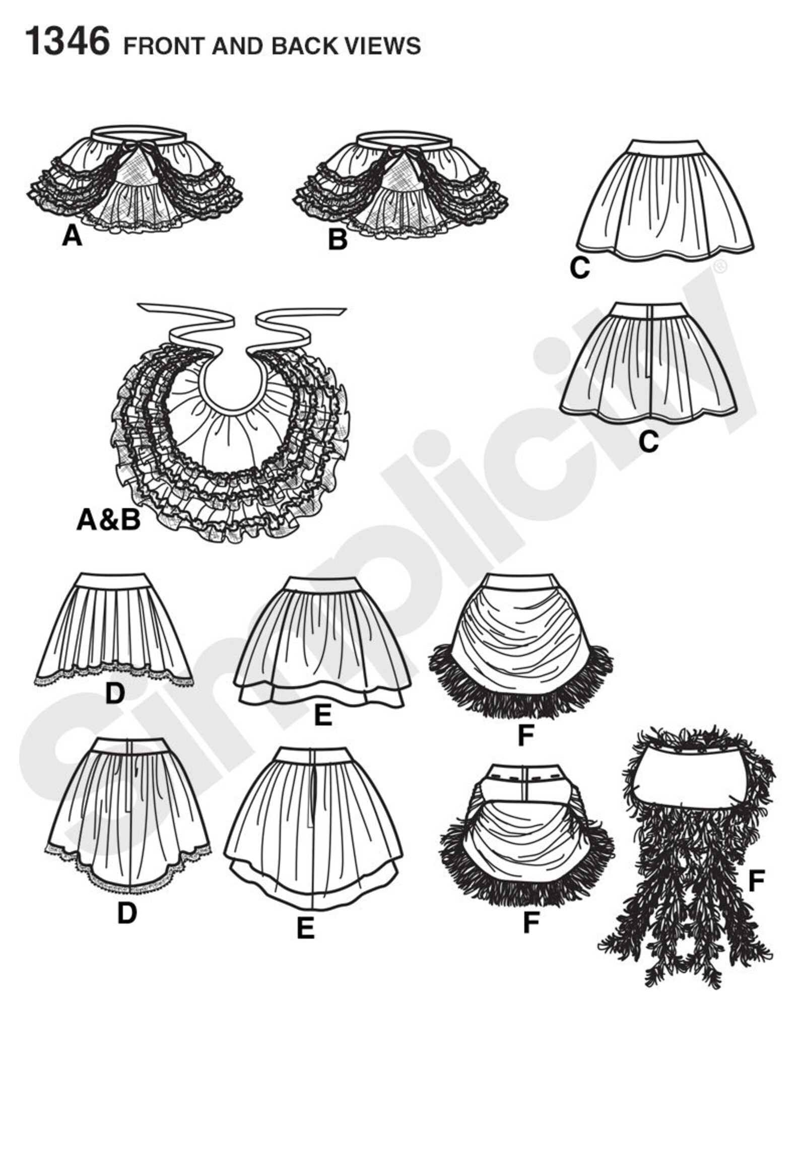 Simplicity 1346 Misses' Skirt and Bustles COSTUME Uncut Sewing Pattern ...