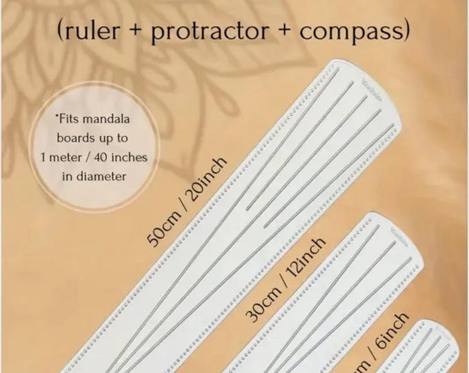 Mandala Art Ruler Set: 3-in-1 Compass, Protractor, Stencil (6", 12", 20 ...