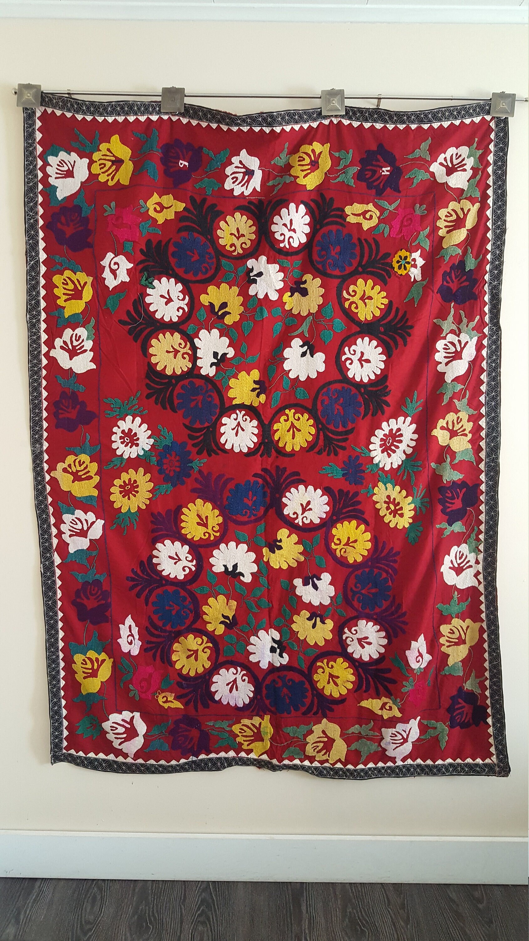 Silk Suzani Throw With Suzani Design Suzani Textilesuzani - Etsy