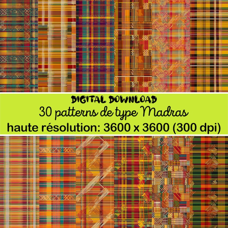 Madras Digital Paper Set of 30 Madras Type Patterns to Download - High ...