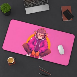Cute Monkey Pink Mousepadextra Large Anime Desk Mat for Gaming and ...