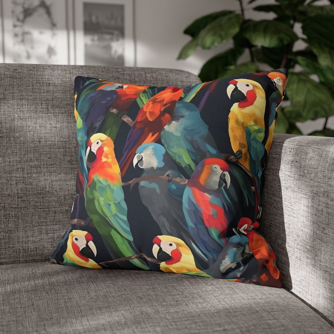 Exotic Parrot Pillow Cover tropical Bird-themed Cushion for Vibrant ...