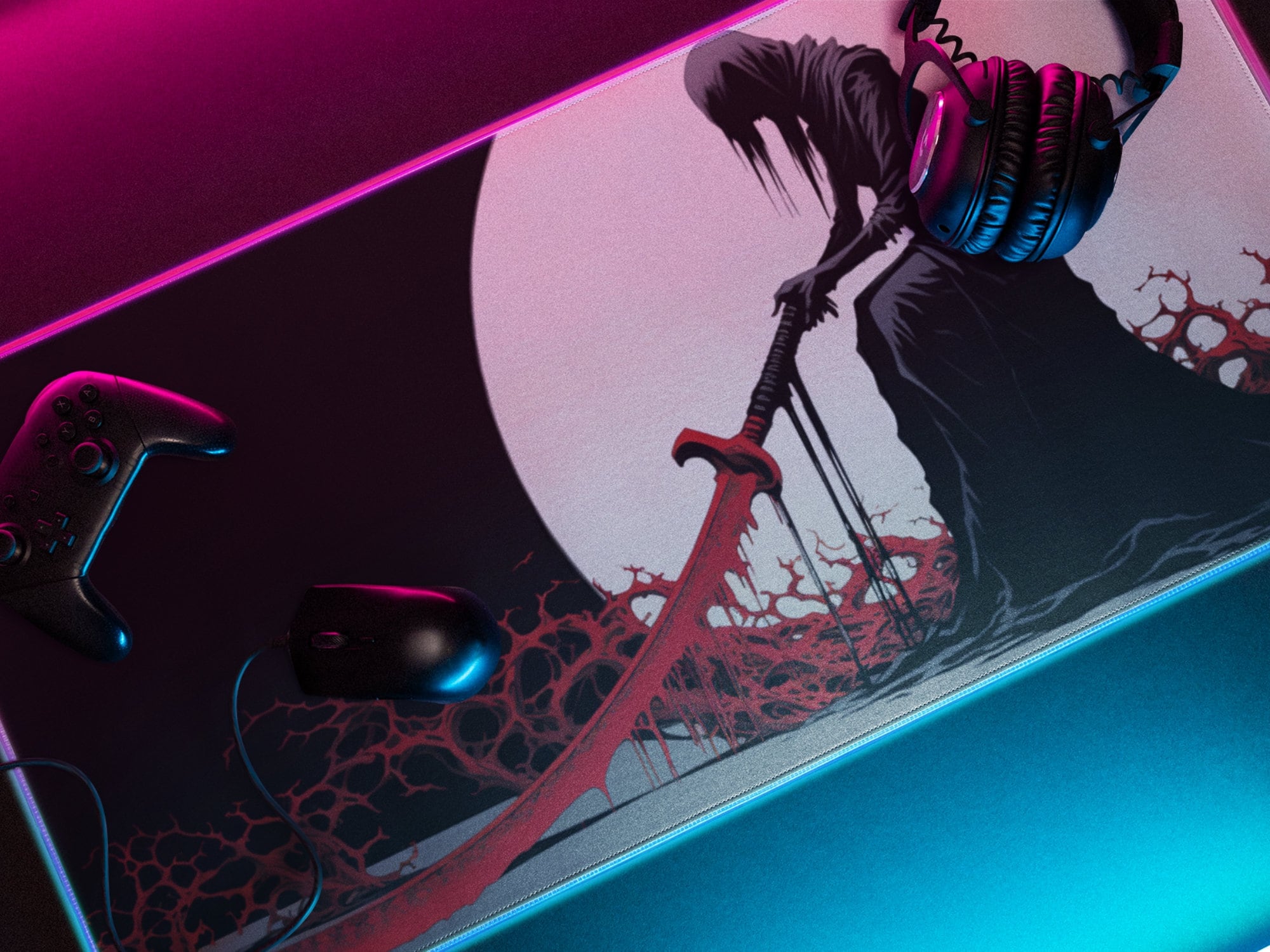 Grim Reaper LED Gaming Mousepadultimate Desk Accessory for Gamers Dark ...