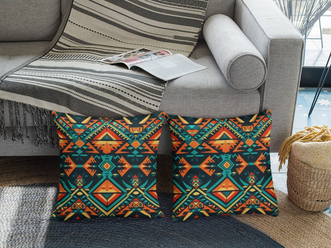 Aztec Pillow Cover handmade Artistic Tribal Patterned Cushion - Etsy