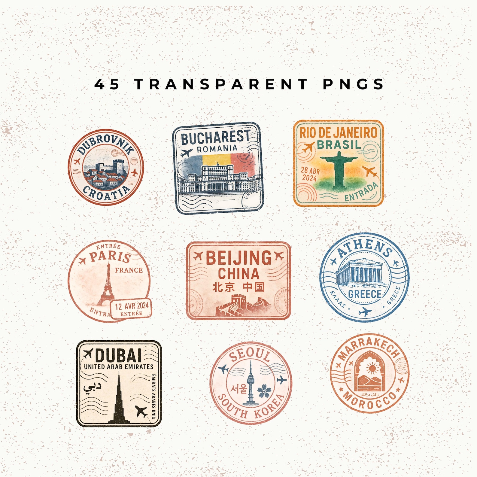 Passport Stamps Png Clipart, World Travel Clipart, Around the World ...